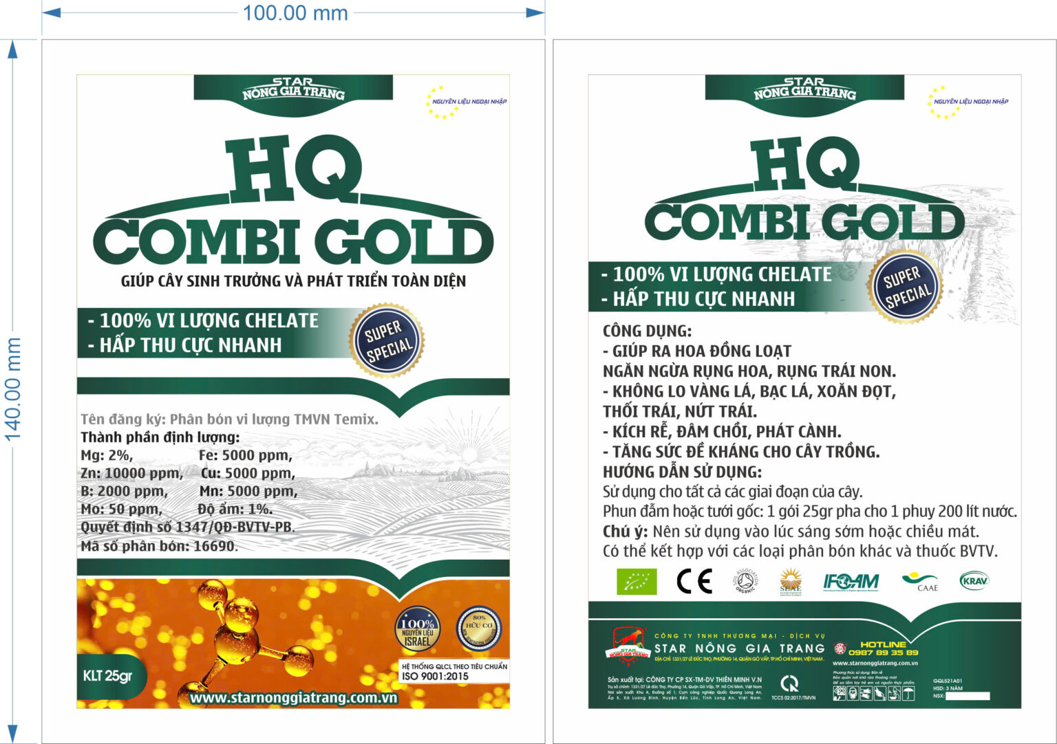 Phân bón lá HQ COMBI GOLD 25Gr - Star Nông Gia Trang